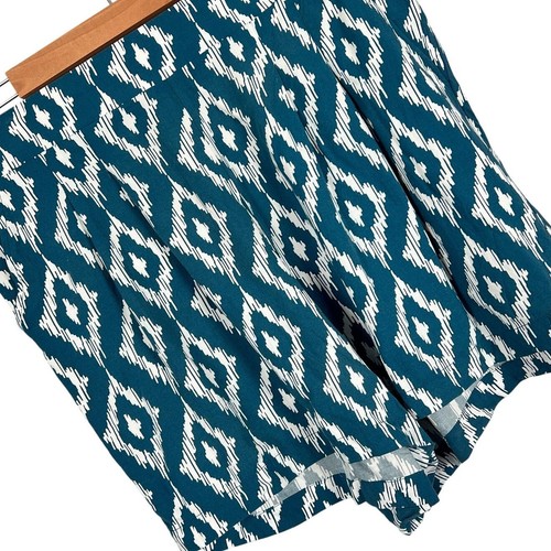 TORRID Women's 1X (1) Teal White Elastic Pull On Resort Ikat Challis 4 ...
