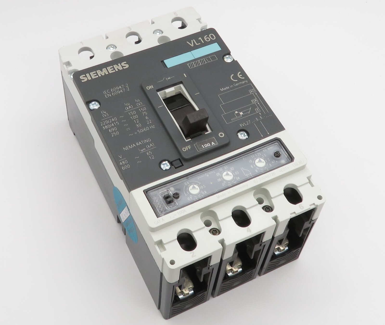 SIEMENS VL160 Leistungsschalter 3VL2710-3AP33-0AA0 Circuit Breaker 100A ...