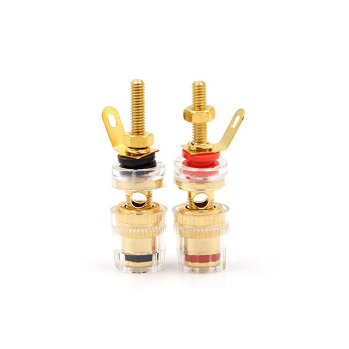 2Pcs 4MM Brass Speaker Amplifier Terminal Binding Post Connector Red a ...