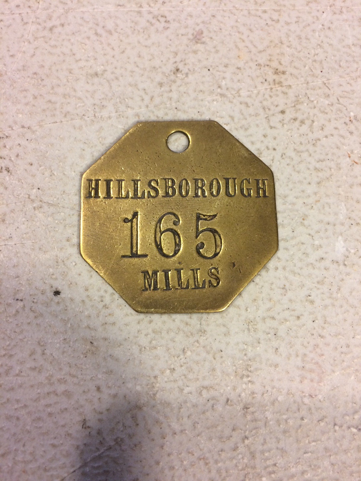 HILLSBOROUGH MILLS EMPLOYEE BADGE / TAG NUMBER 165 | eBay