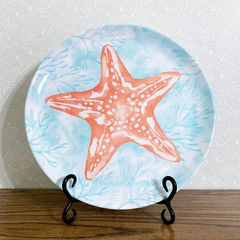 Sea Life Plates Set 4 Melamine 11" Indoor Outdoor Beach Nautical | eBay