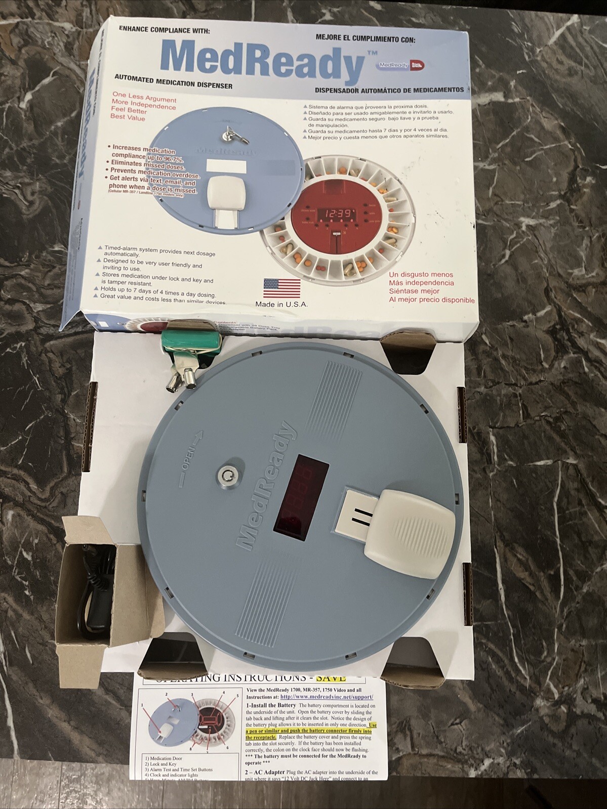 MedReady 1700 Automated Medication Pill Dispenser with Key Locking Door ...