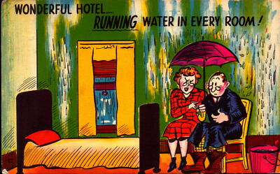 Vintage Postcard Comic card Wonderful Hotel Running Water Every Room | eBay