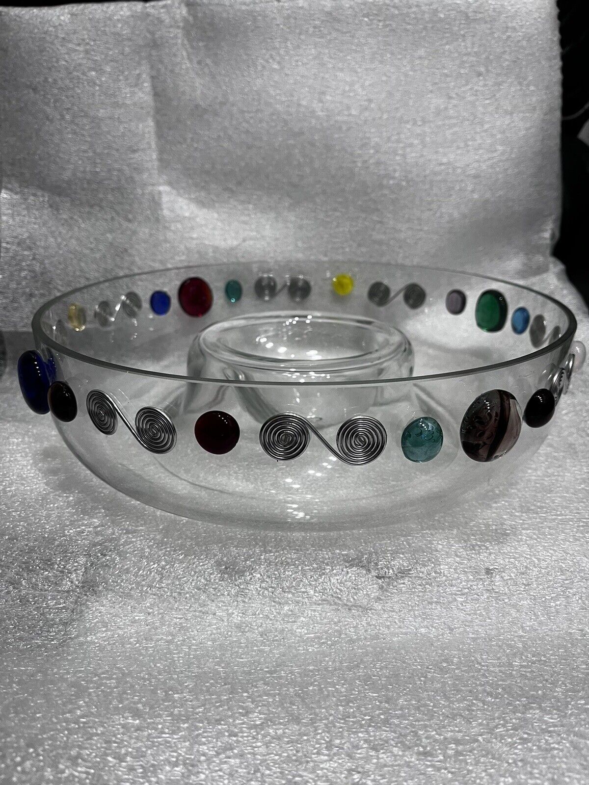 Vintage DARY REES Original Glass Handcrafted 11” Chip & Dip Bowl ...