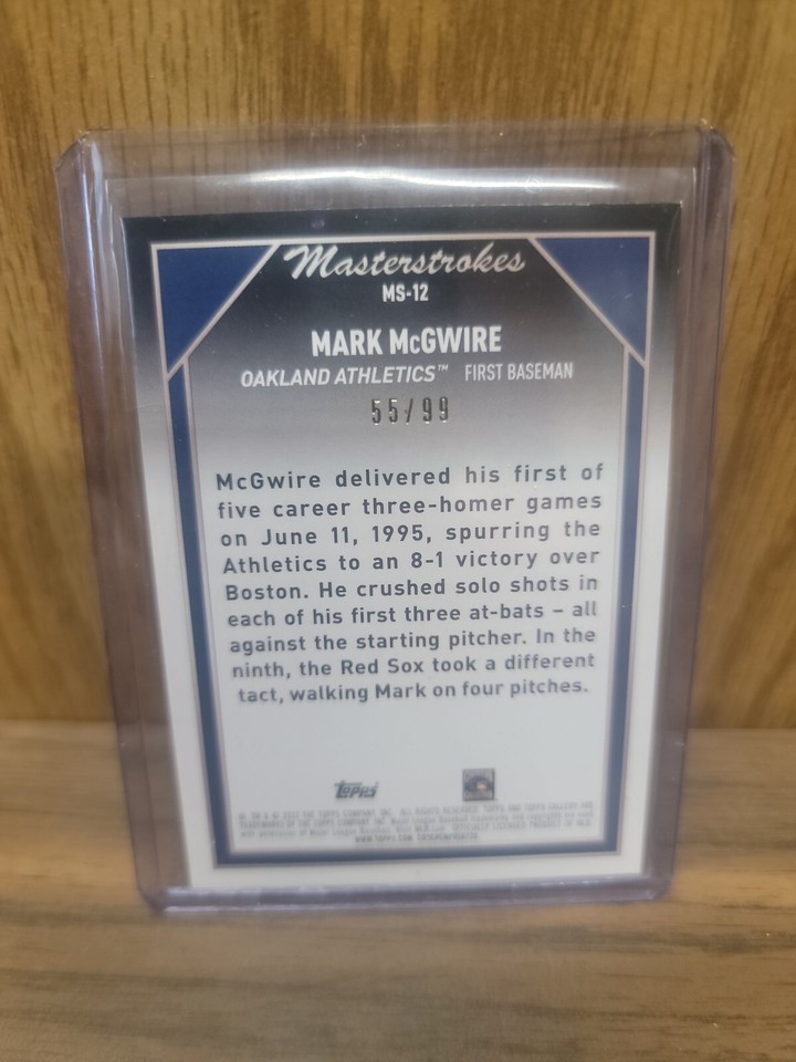 2022 Topps Gallery Mark McGwire #’d Masterstrokes Blue Parallel 55/99 ...