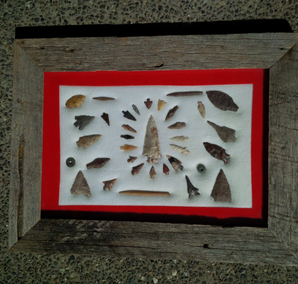 FINE 35 OREGON ARROWHEADS DISPAY GILBERT RIVER SITE Authentic Indian ...