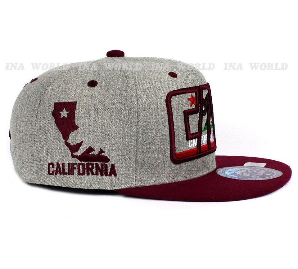 California Republic Hat Cap CALI Classic Bear Snapback Flat Bill ...