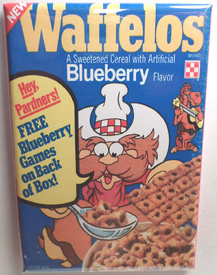 Waffelos Vintage Cereal Box 2" x 3" Refrigerator or Locker MAGNET Style ...