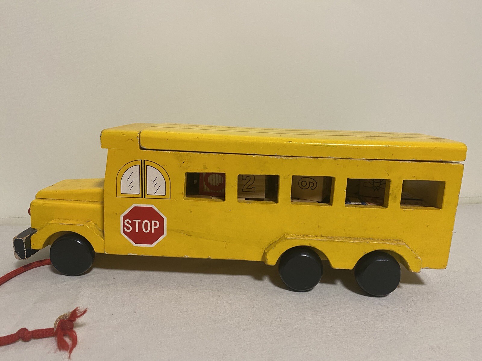 Vintage Wood School Bus With Alphabet Blocks Inside - All Details are ...