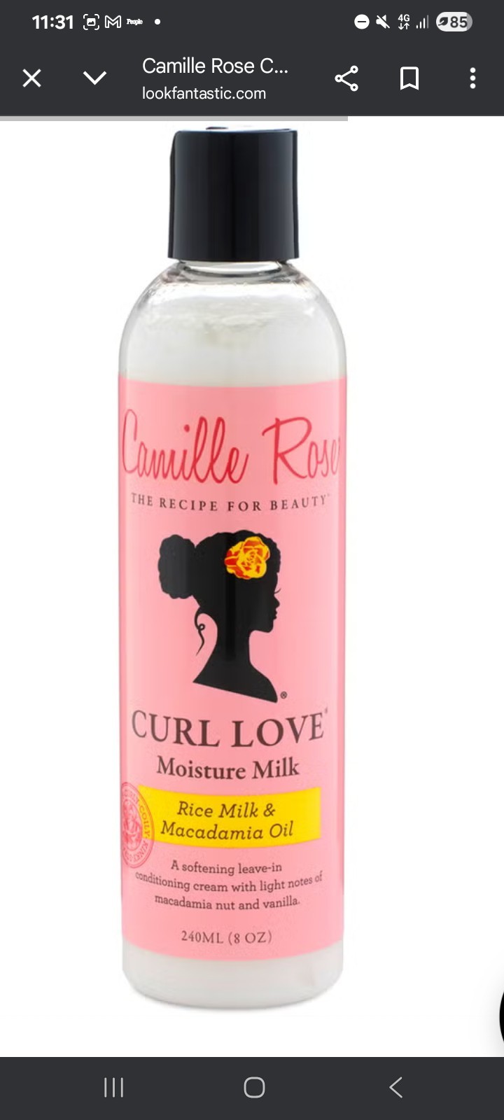 Camille Rose Curl Love Moisture Milk Leave-In Conditioner 8oz | eBay UK