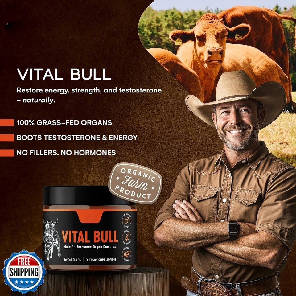 Vital Bull Beef Organ Supplement for Men – Grass Fed Organs with Heart ...