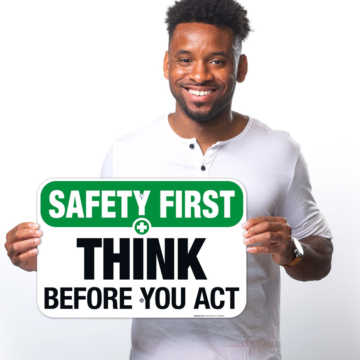 Think Sign Safety First Reversible Fold Ups® Floor Sign: On The Job