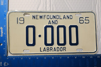1965 65 NEWFOUNDLAND AND LABRADOR CANADA LICENSE PLATE TAG SAMPLE 0-000 ...