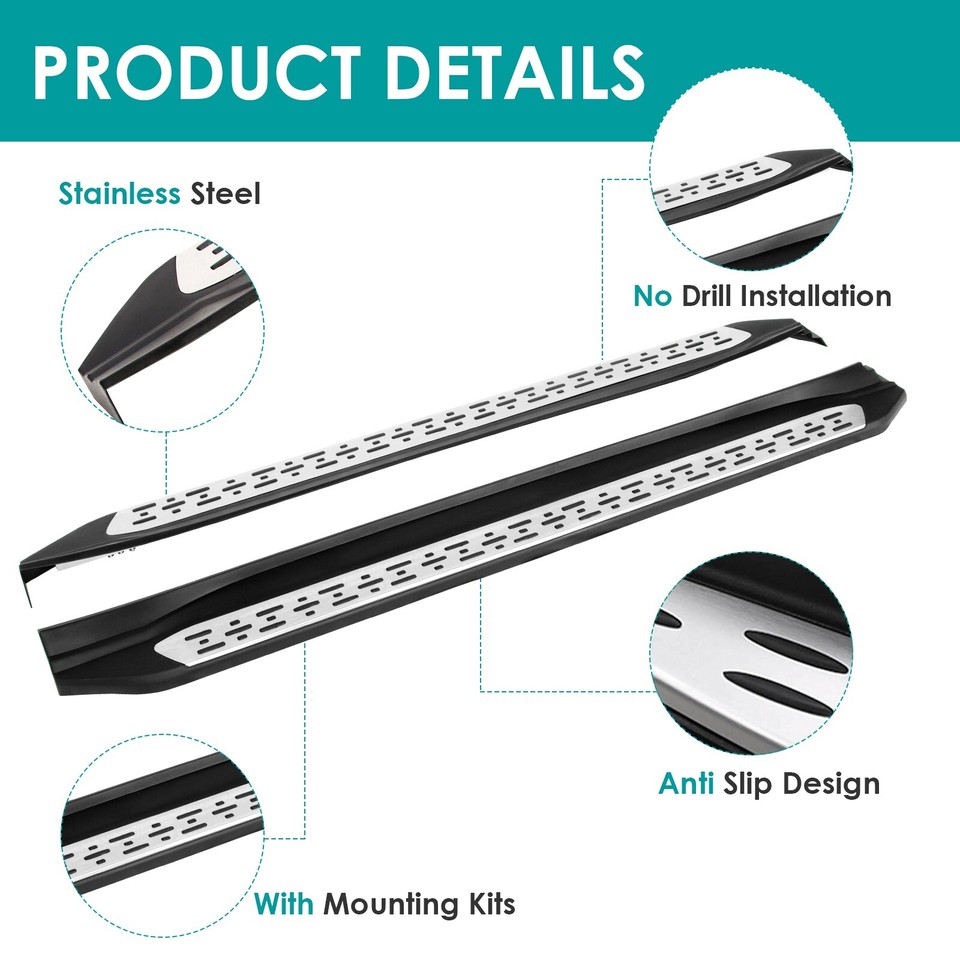 Running Boards for 2014-2019 Toyota Highlander Aluminum Nerf Bars Side ...