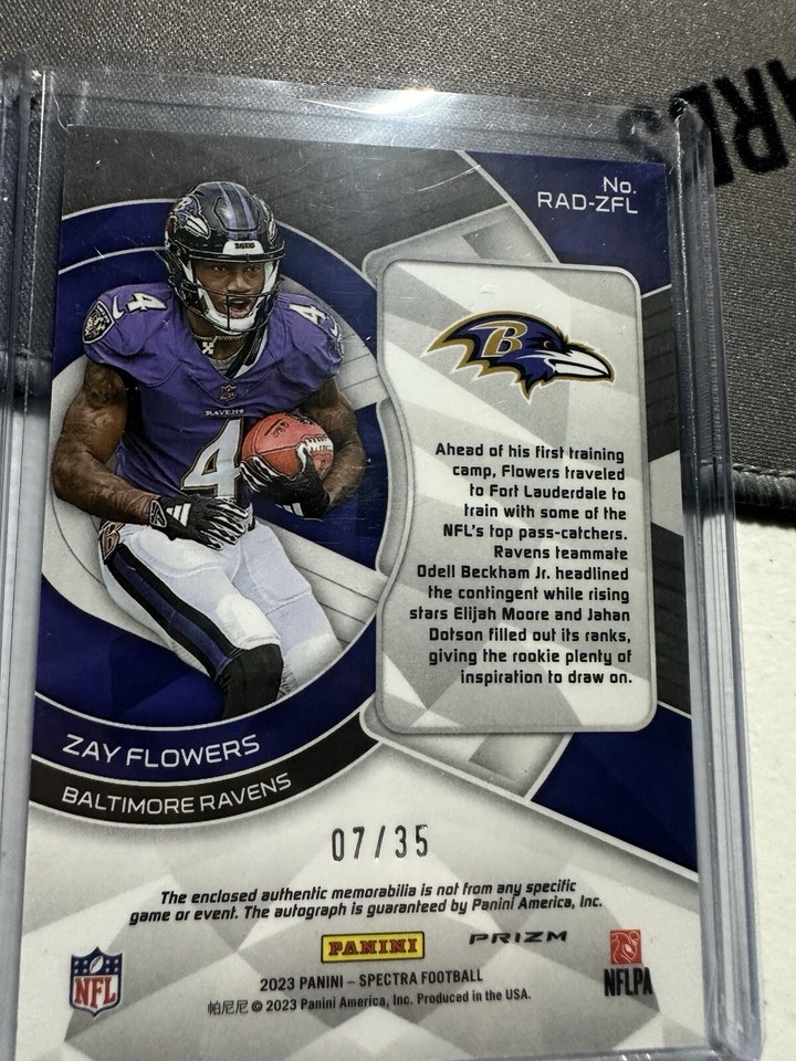 ZAY FLOWERS 2023 Panini Spectra RPA #RAD-ZFL /35 SSP | eBay