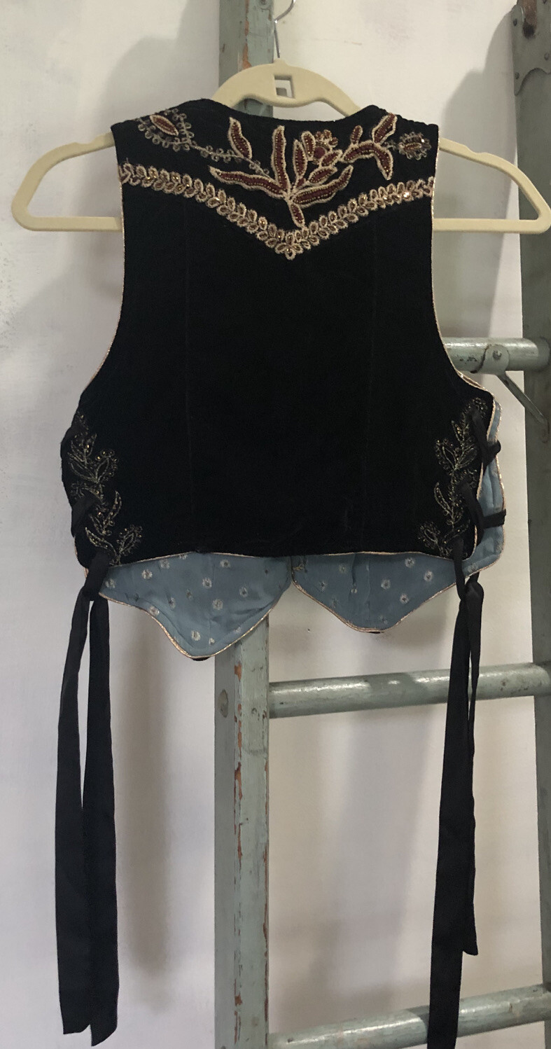 Free People Sign Of The Times Vest Suit Set Velvet Embroider Lace Up ...