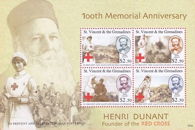 St Vincent #SGMS5841 MNH M/S 2010 Henri Dunant Nurse Red Cross WWI WWII ...