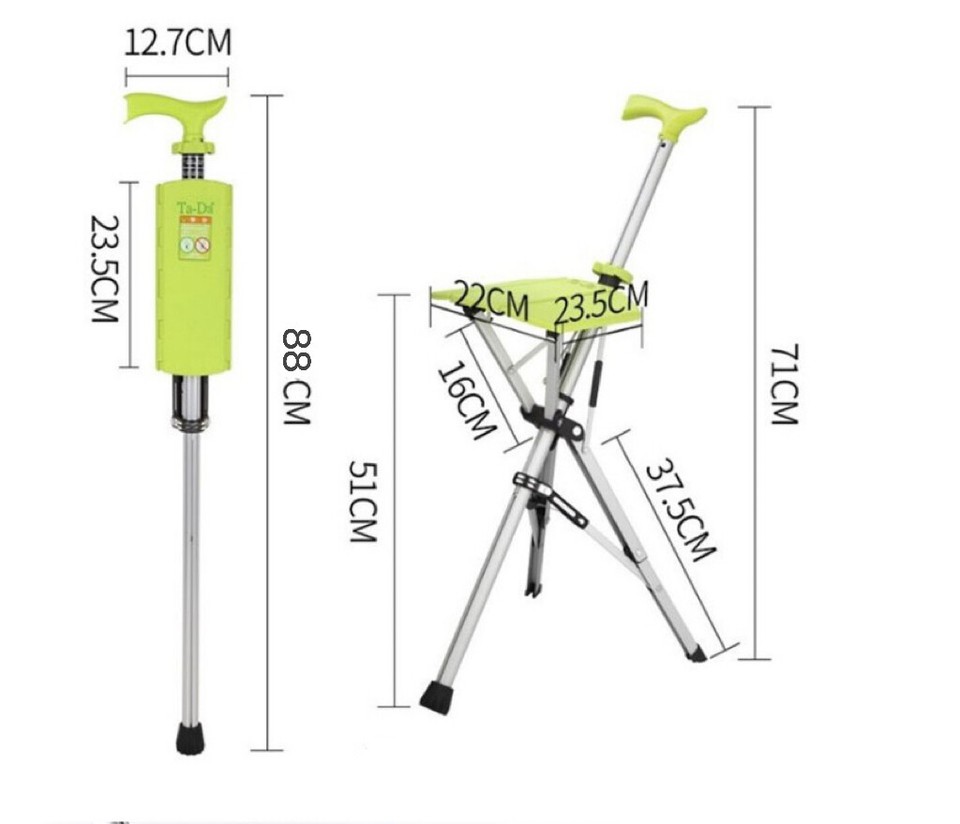 Stainless Steel Folding Cane Stool Crutch Chair Seat Walking Stick ...