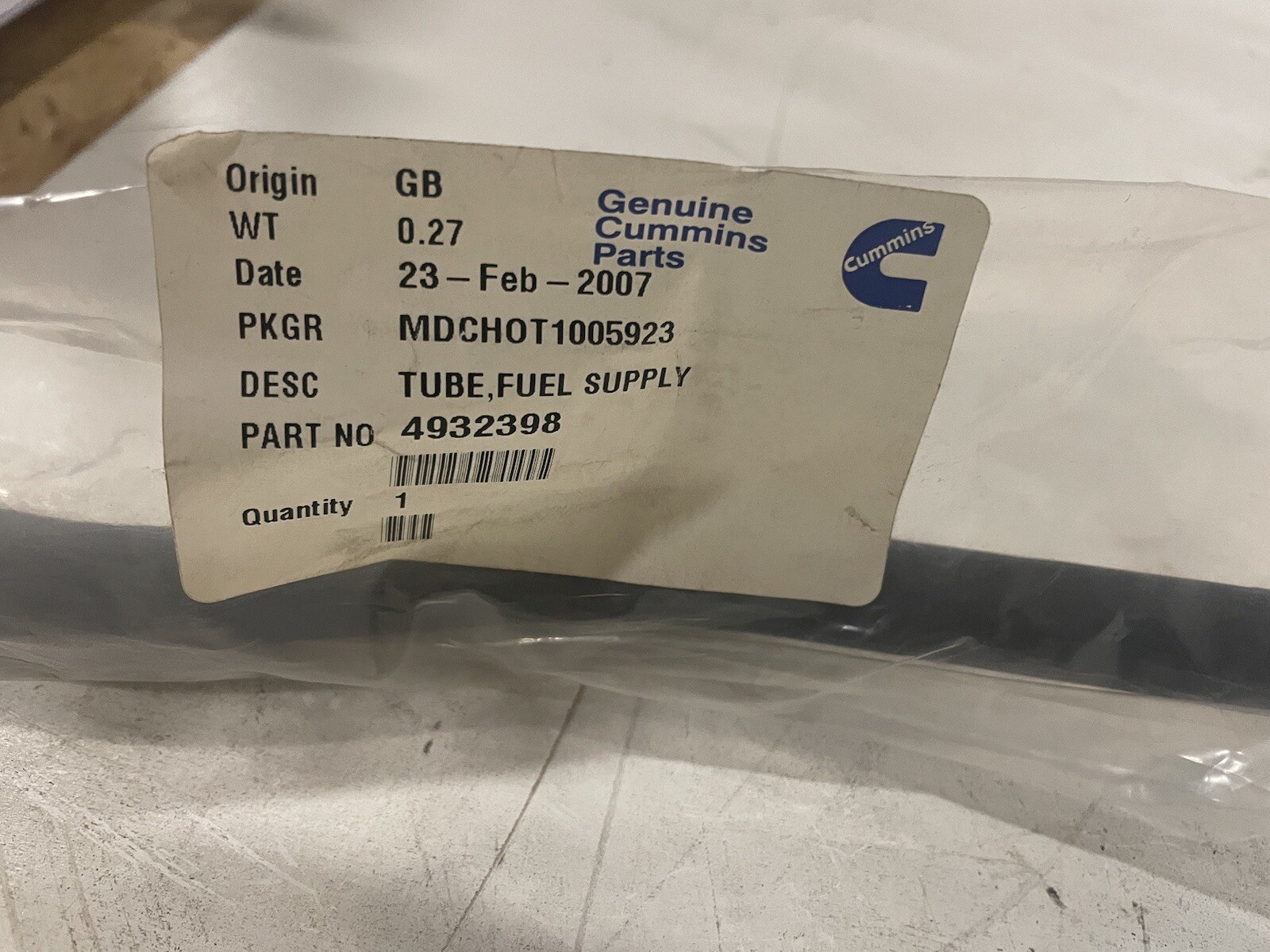 New Cummins Onan TUBE,FUEL SUPPLY 4932398 | eBay