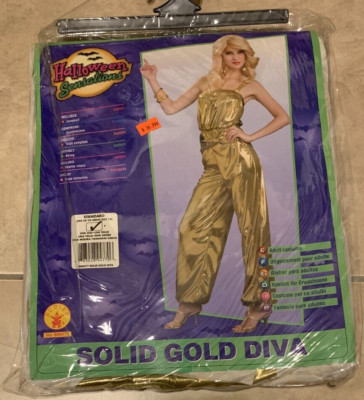 Solid Gold Diva Disco 70's Dancer Jumpsuit Costume Womens Adult NEW ...