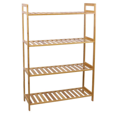 Wood Wooden Storage Shelf Shelving Unit Bookcase Garage 4 Tiers Slatted ...