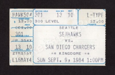 Franco Harris NFL SEAHAWKS DEBUT 1st GAME 9/9/1984 Seahawks Chargers ...