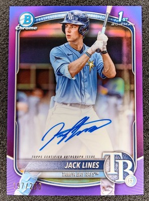 2025 Bowman Chrome Jack Lines Purple Refractor Auto /250 Rays RC 1st ...