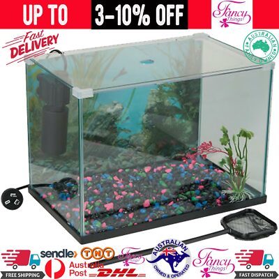 20 Litre Fish Aquarium Tank Starter Kit Pack with Accessories and Free ...