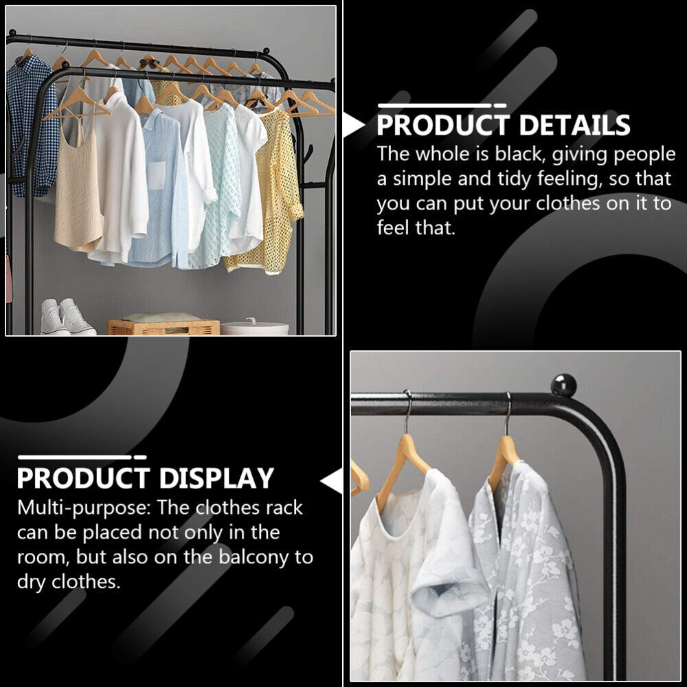 Heavy Duty Closet Organizer Metal 2Bar Garment Rack Clothes Hanger ...