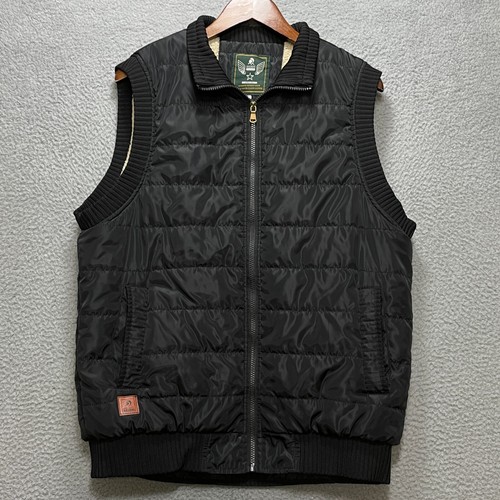 COOL CHOICE Puffy Vest Fleece Lined Black Mens Large Zip Up Warm Winter ...