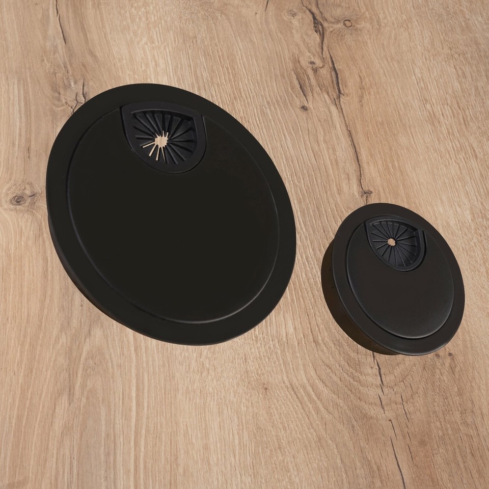 Cable Outlet Desk Cable Entry Round Cable Duct Black Matte | eBay UK