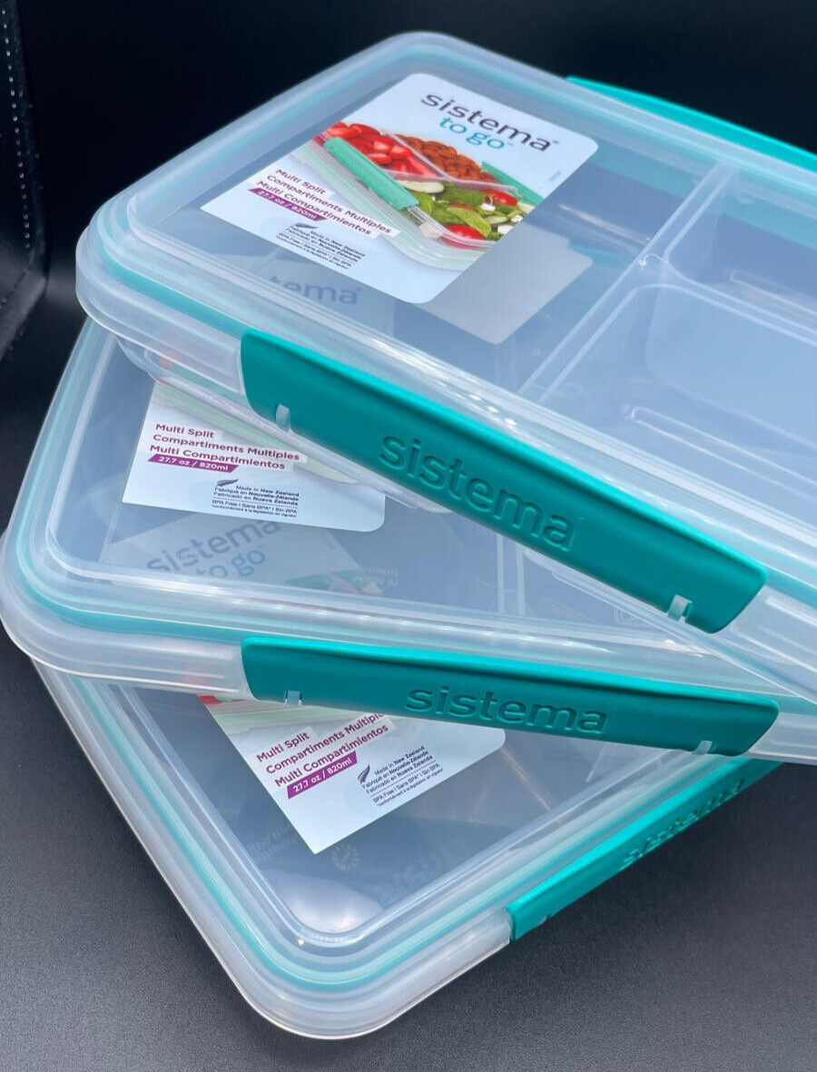 Sistema to Go Multi Split Food Storage Container 820Ml/3.4 Cups PACK OF ...