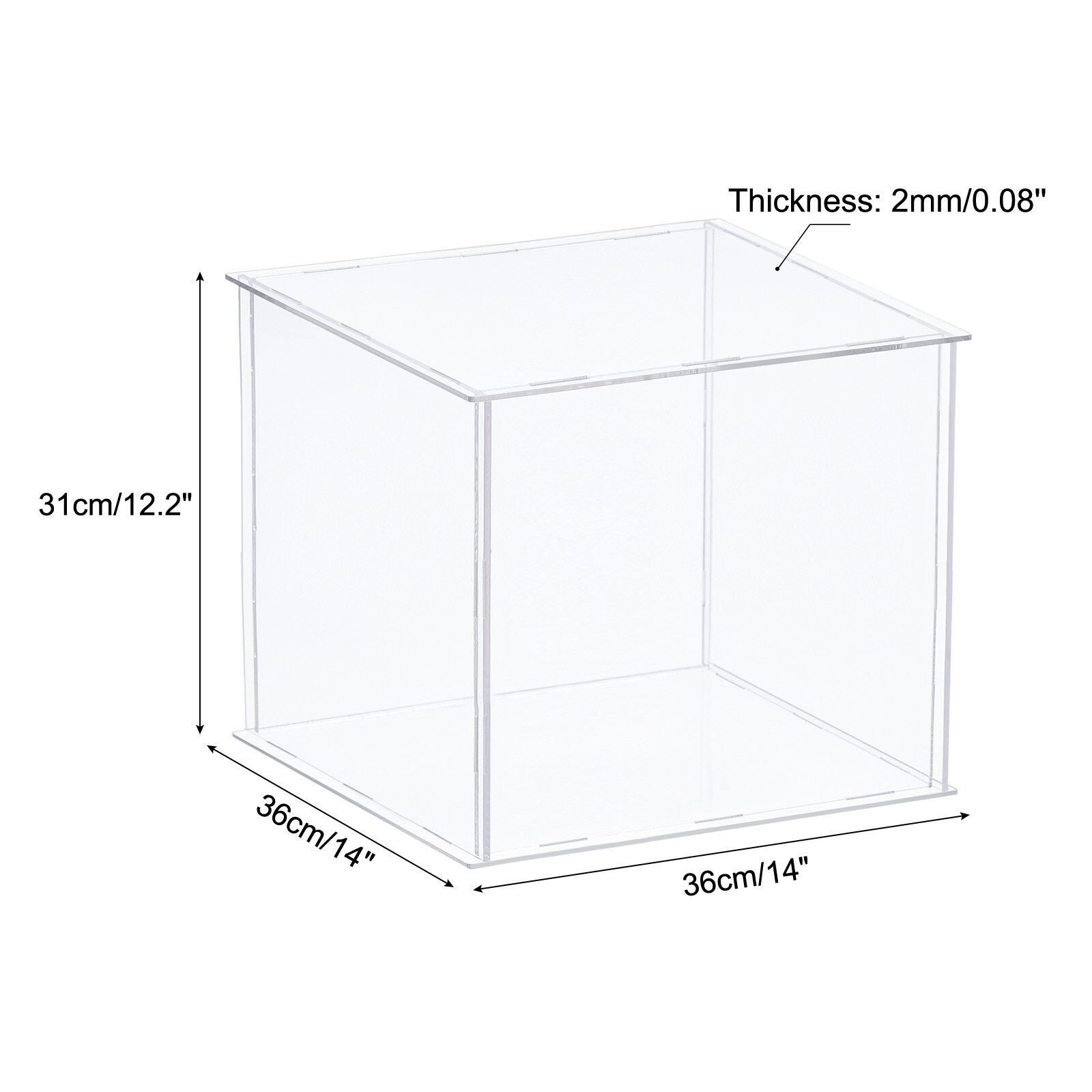 Clear Display Case, Acrylic Assemble Box 35x35x30cm for Collectibles ...