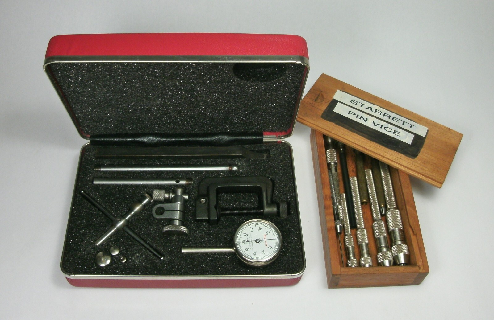 w Vtg STARRETT No. 196 DIAL INDICATOR BOXED SET + STARRETT PIN VISE ...