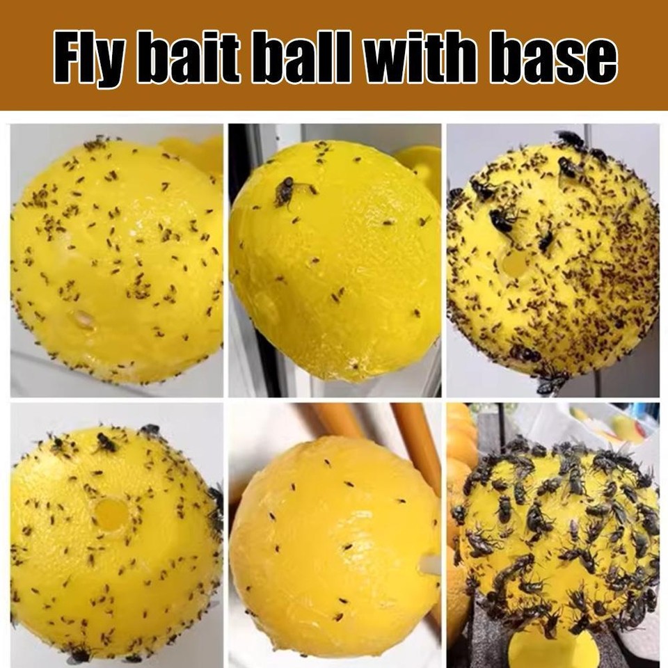 Fly Traps with Bases Ball Fruit Flavor Trap Kitchen Home Sticky Traps ...