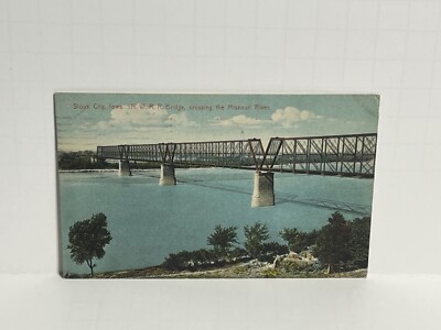 Sioux City Iowa NW R.R. Bridge Crossing Missouri River Postcard A46 | eBay
