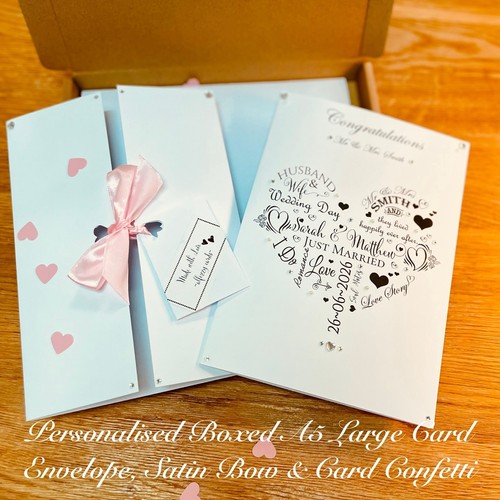 Personalised Wedding Card- Large A5 Boxed Luxury Card With Satin Bow ...