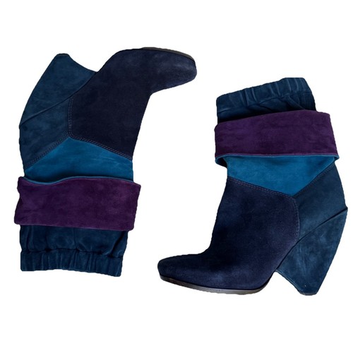 Marc By Marc Jacobs Womens Leather Ankle Boots Navy Blue Purple Slouchy ...