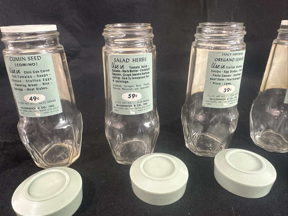 Vintage McCormick Schilling Spice Jar Glass Bottles Lot 5 Sage Green ...