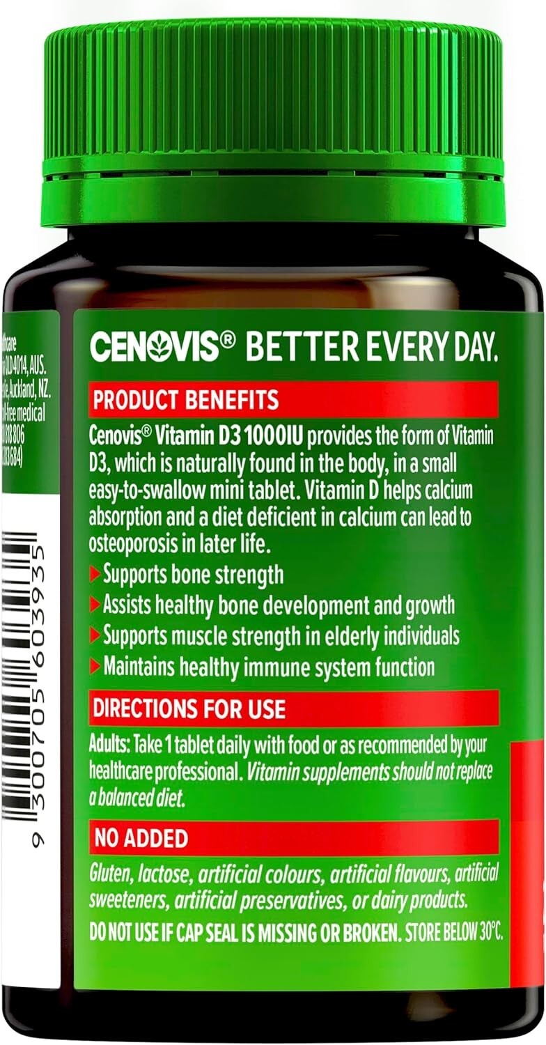 Cenovis Vitamin D3 1000IU 200 Tablets Bone & Muscle Health Healthy ...