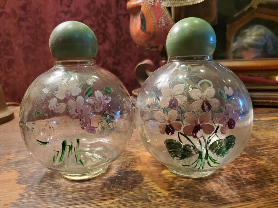 Pair Abietsan Vintage Flaroma Hand Painted Devon Violets Perfume Bottles RARE | eBay