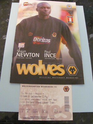 Wolves V Leicester City FA Cup 25.1.03 programme&ticket in excellent ...