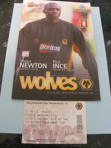 Wolves V Leicester City FA Cup 25.1.03 programme&ticket in excellent ...