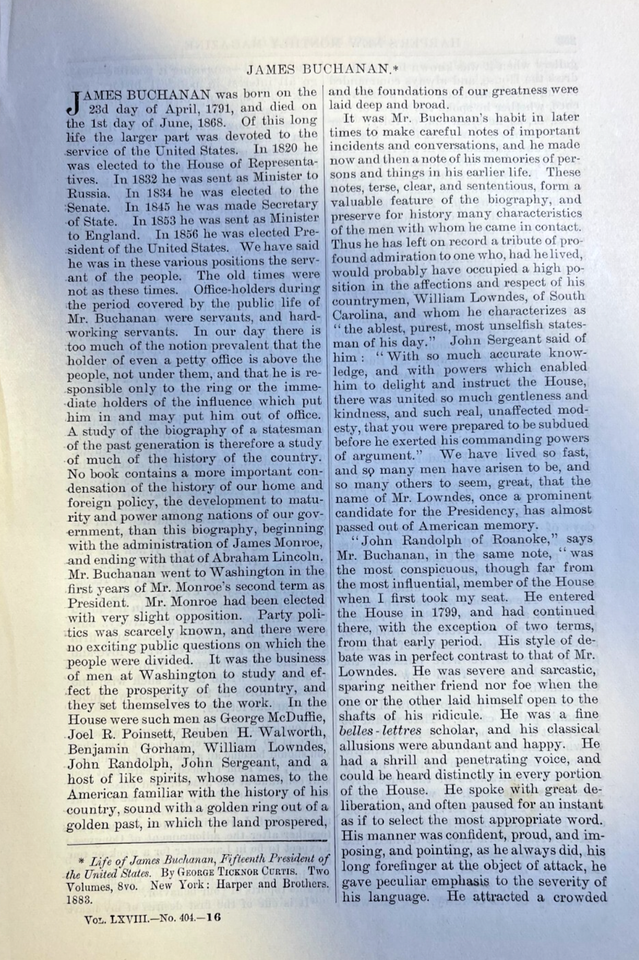 1884 President James Buchanan | eBay