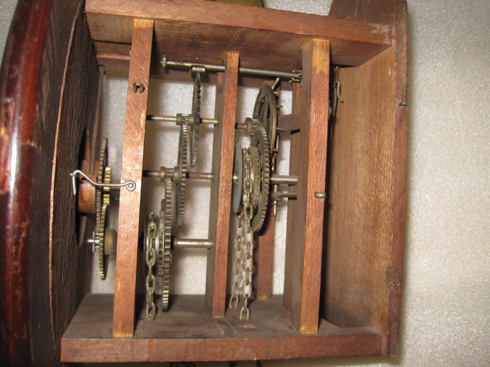 Running Antique German Postman's Alarm Clock Wood Plates Old | eBay