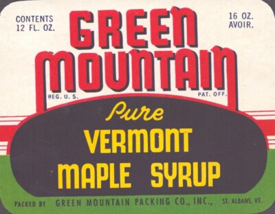 Vintage Label - Green Mountain Pure Vermont Maple Syrup | eBay