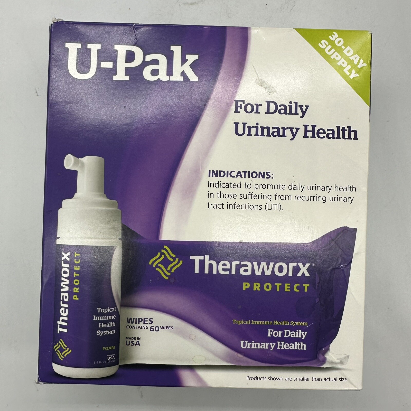 Theraworx Protect U-Pak For Daily Urinary Health 3.4 Fl oz + 60 Wipes ...