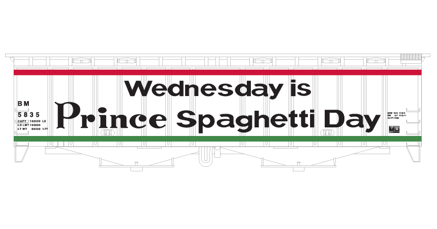N Scale - B&M Covered Hopper 50ft Airslide Prince Spaghetti Decals | eBay