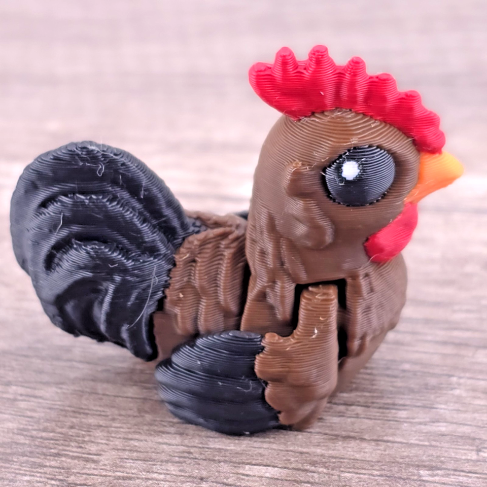 Rooster Chicken 3D Printed Articulated Flexi Fidget Desk Pet Toy 1.5 ...