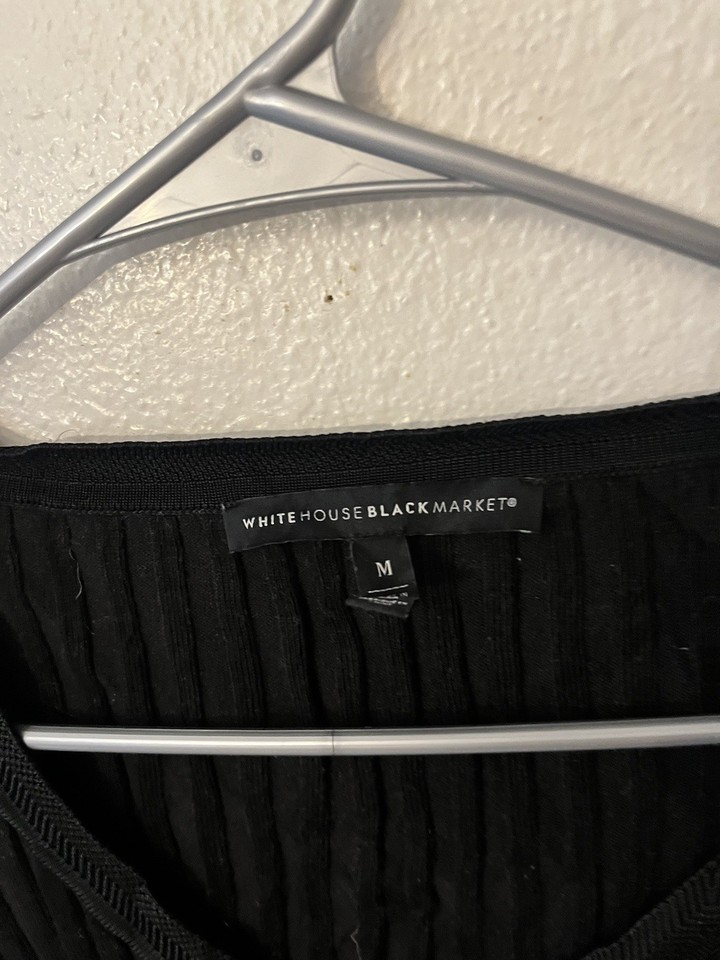 WHBM V Neck Women RIBBED LONG SLEEVE SWEATER ( SIZE M ) Black White ...